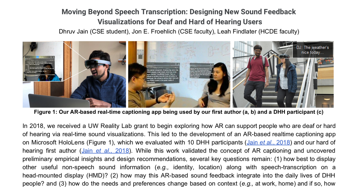 UW Reality Lab Funding for Moving Beyond Speech Transcription in AR ...